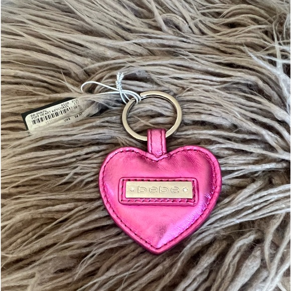 bebe | Accessories | Nwt Authentic Bebe Puff Heart Keychain Hot Pink ...